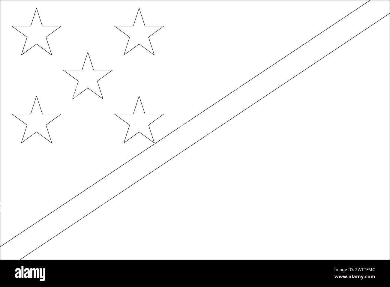 Solomon Islands flag - thin black vector outline wireframe isolated on ...