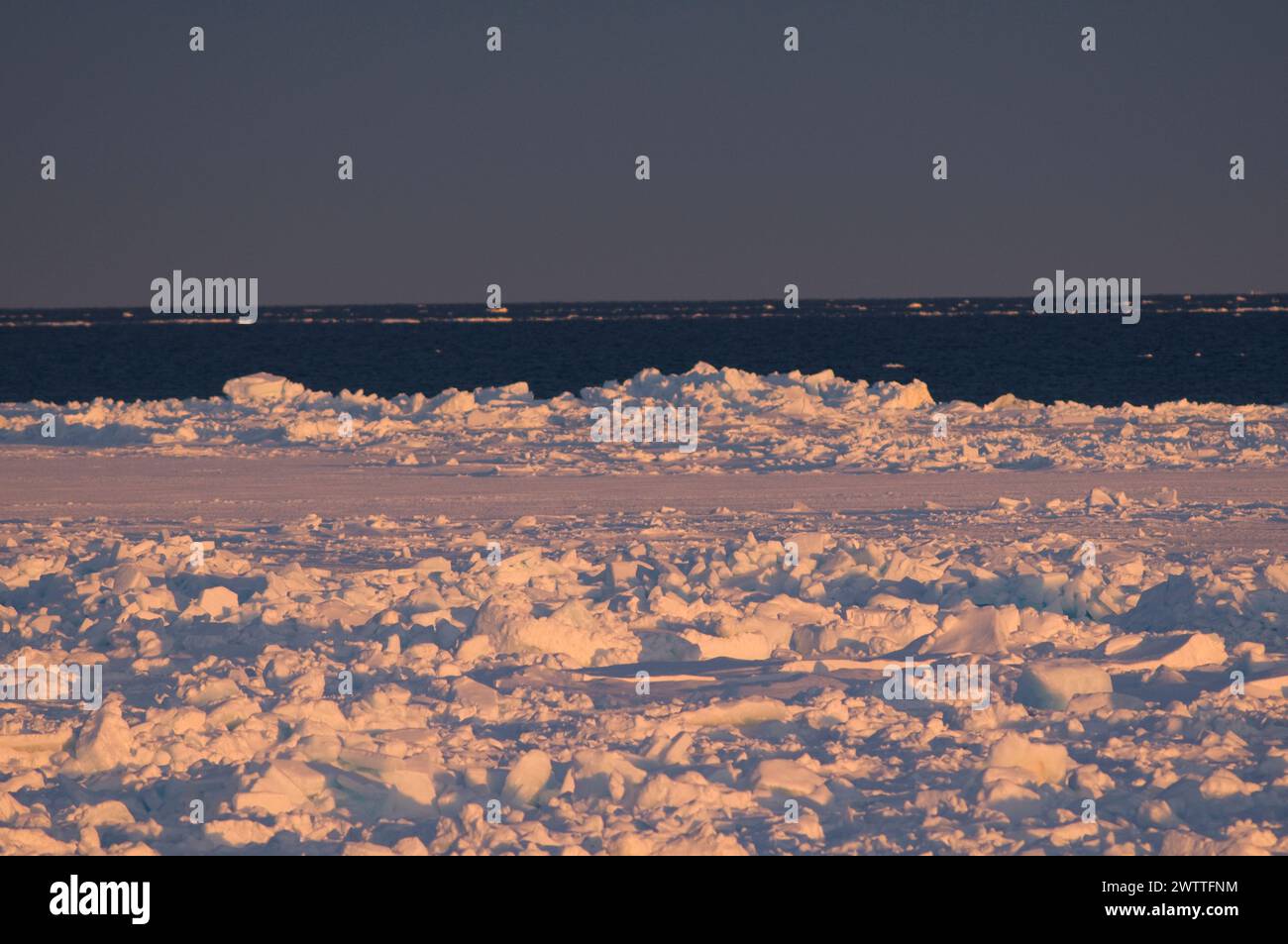 Seascape open lead rough pack ice over the Chukchi sea in springtime ...