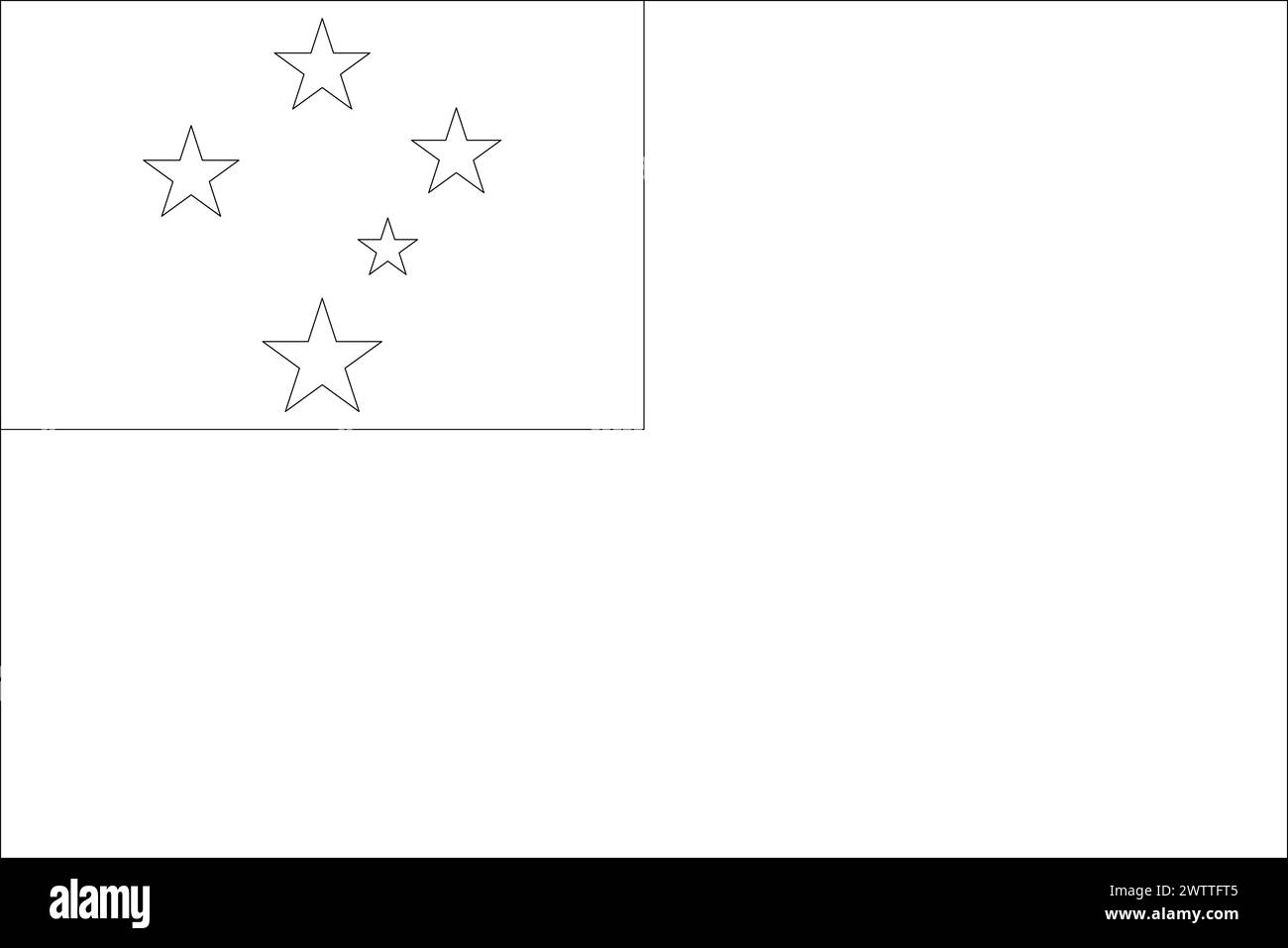 Samoa flag - thin black vector outline wireframe isolated on white ...