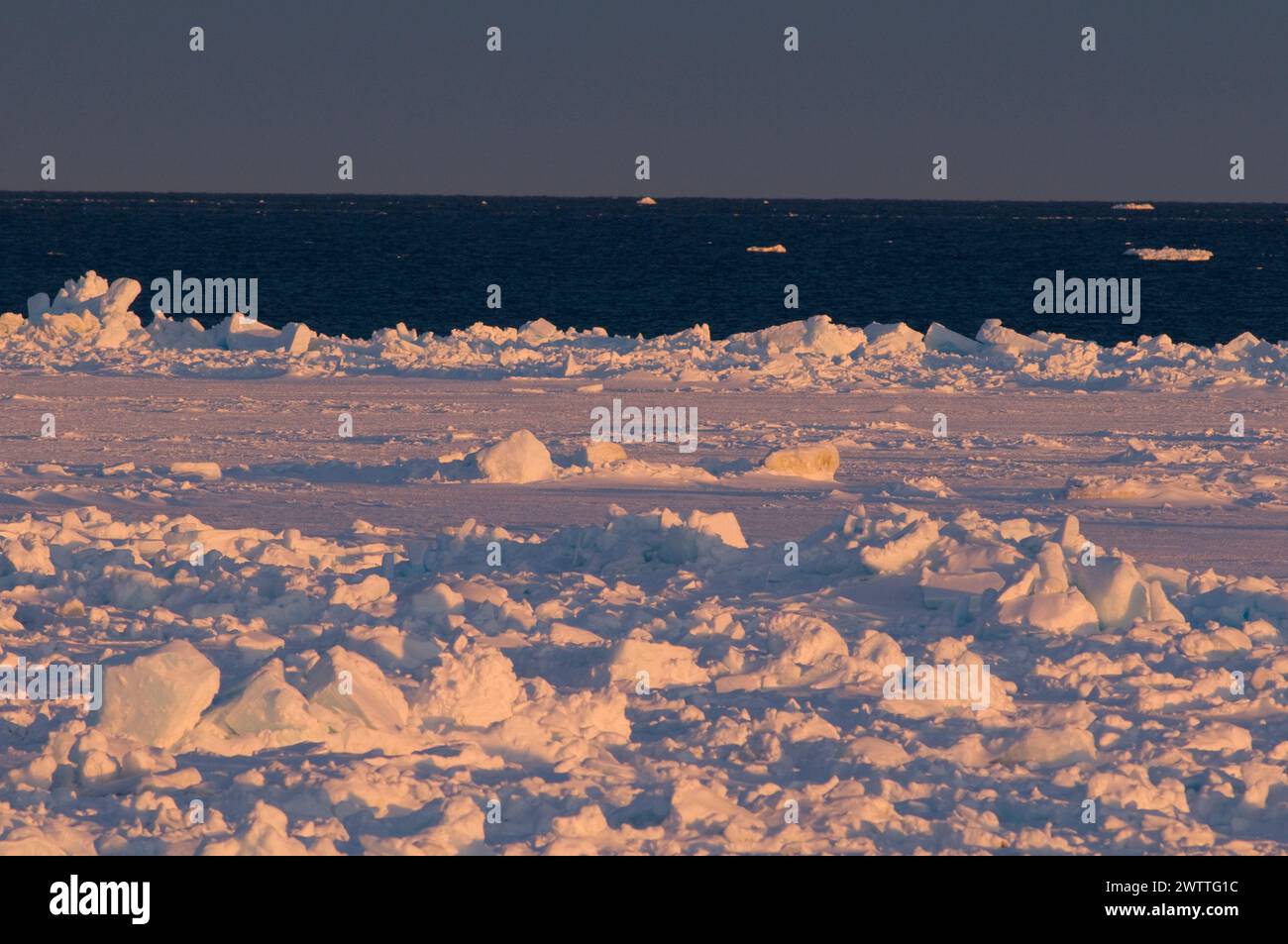 Seascape open lead rough pack ice over the Chukchi sea in springtime ...