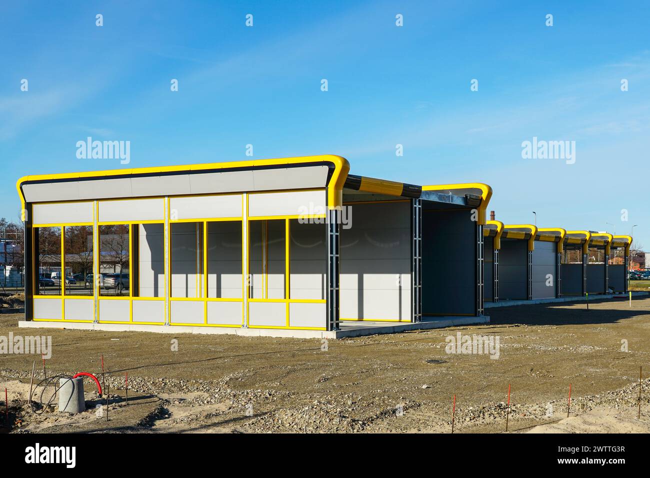 Construction site of new modern large multi-bay self clean coin ...