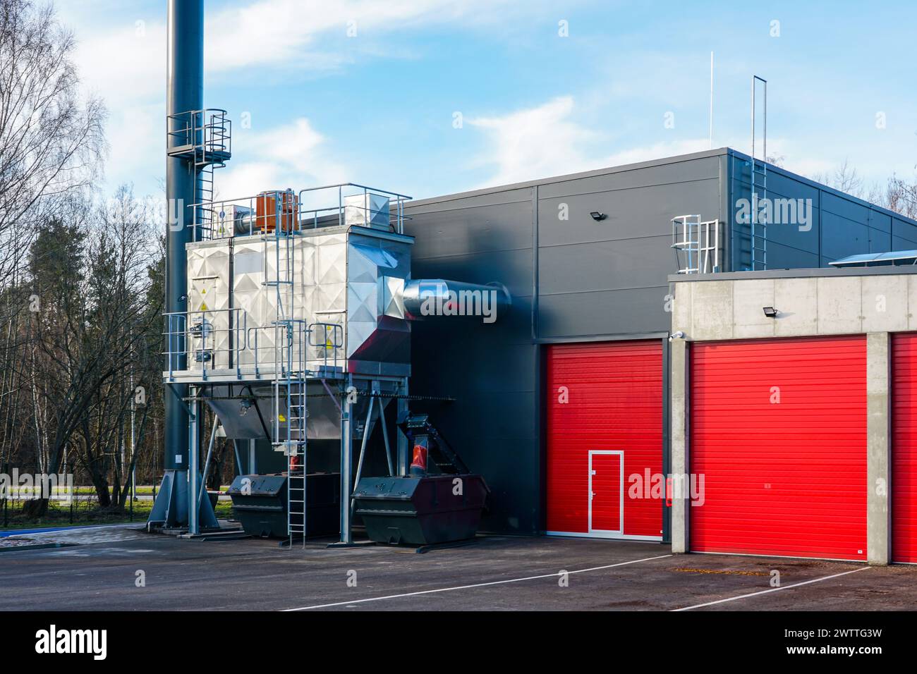 New modern wood chip biofuel boiler house for increased heat energy ...