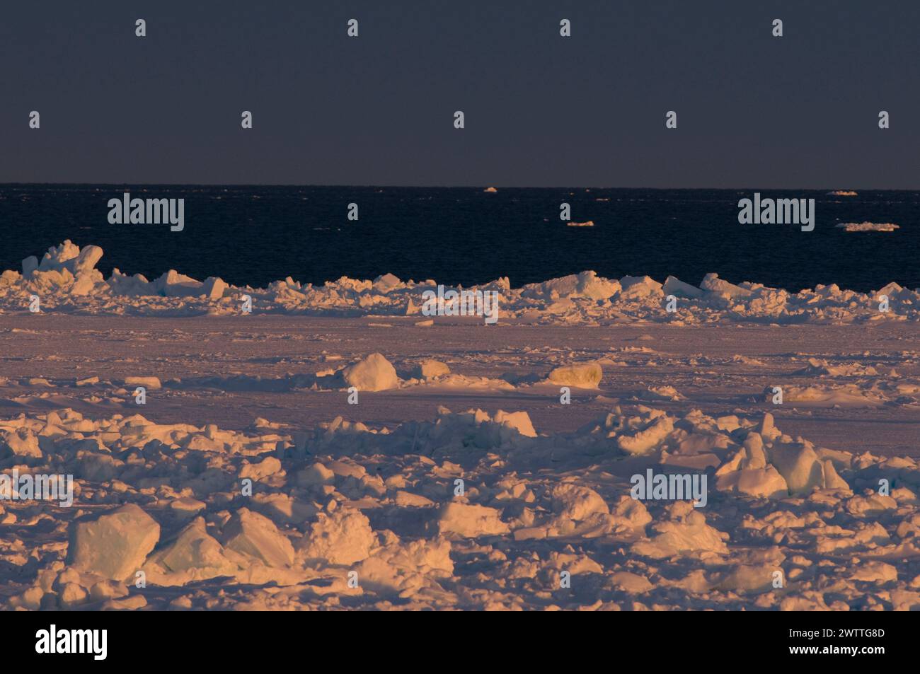 Seascape open lead rough pack ice over the Chukchi sea in springtime ...
