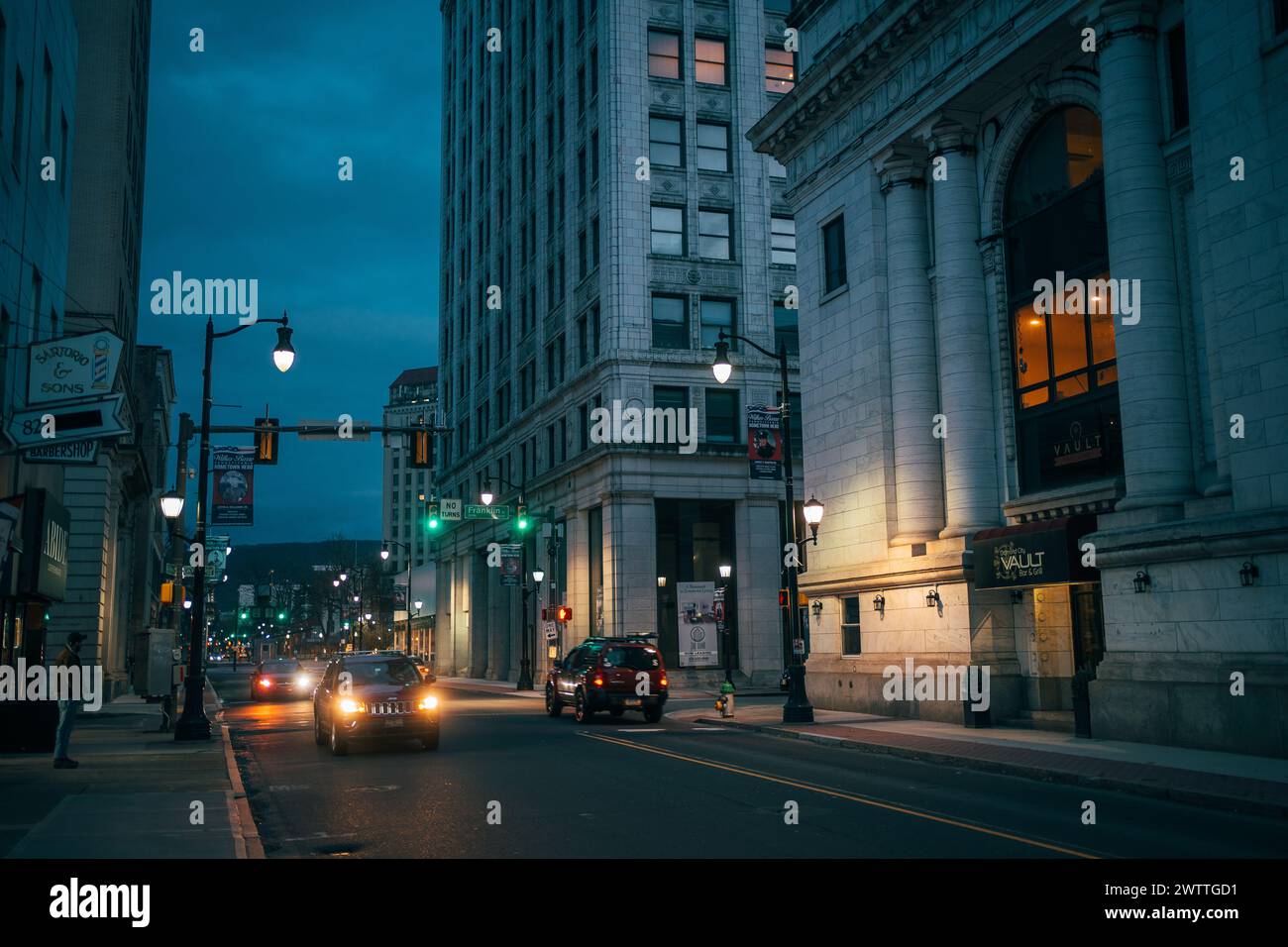 Night scene in downtown Wilkes-Barre, Pennsylvania Stock Photo - Alamy