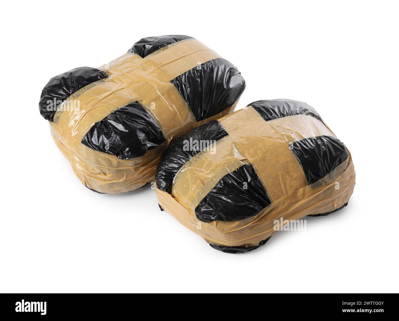 Packages with narcotics isolated on white. Drug addiction Stock Photo ...