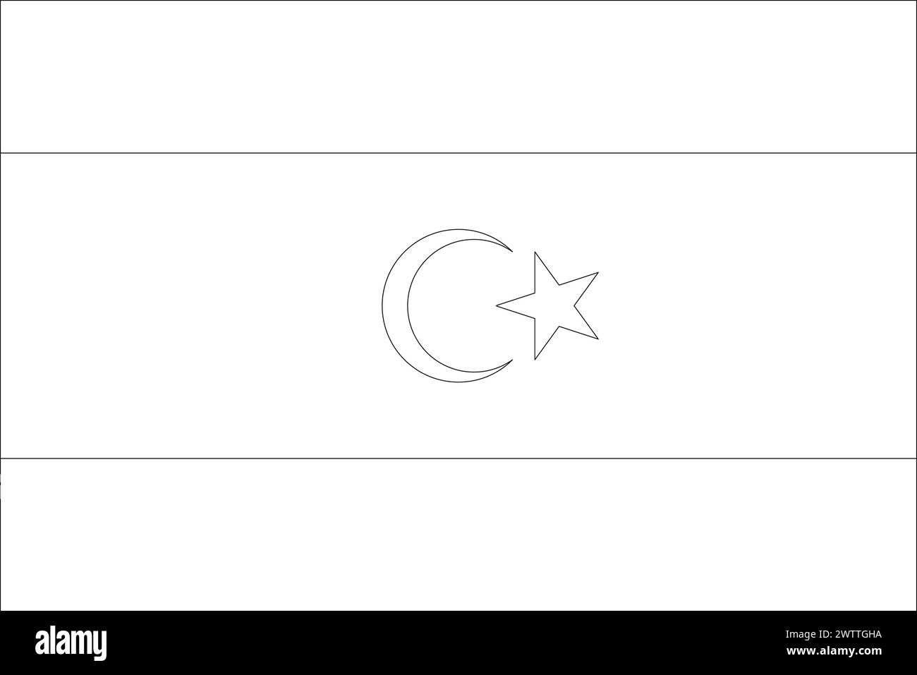 Libya flag - thin black vector outline wireframe isolated on white ...