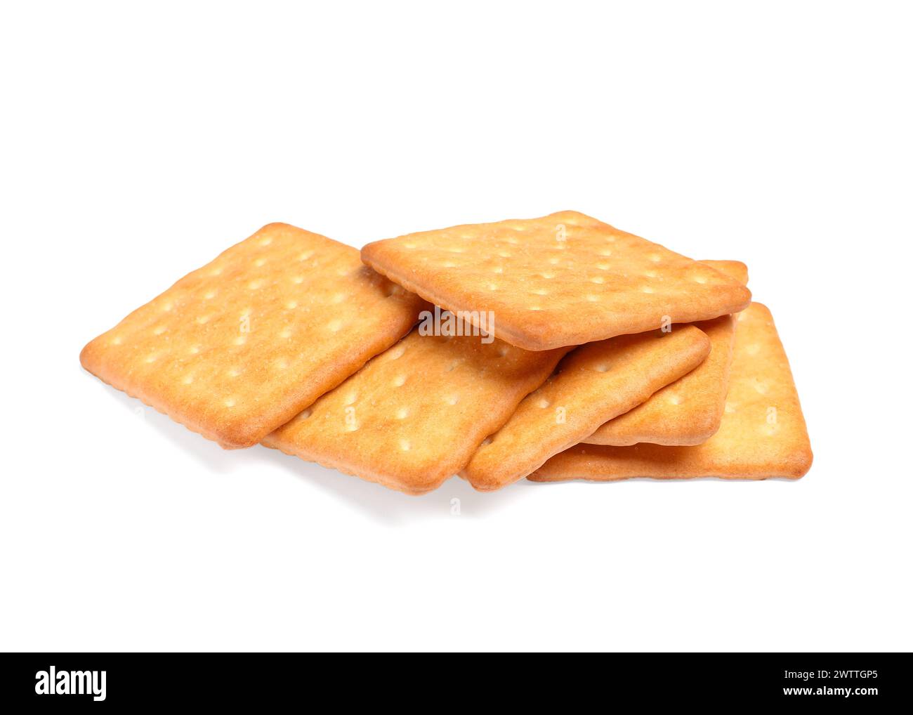 Tasty crispy square crackers isolated on white Stock Photo - Alamy
