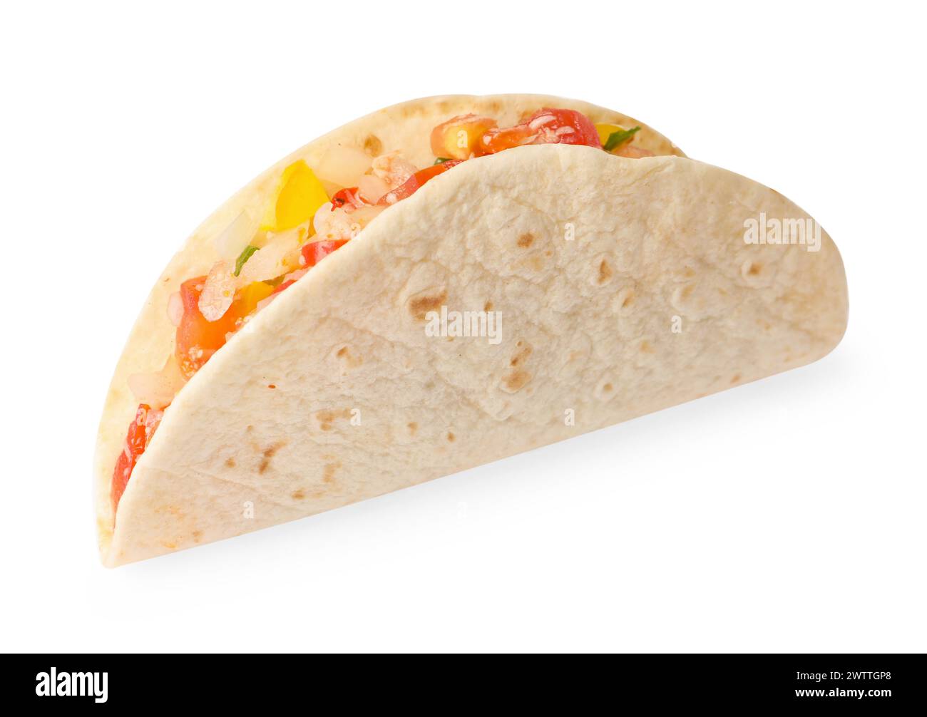 Delicious taco with vegetables isolated on white Stock Photo - Alamy