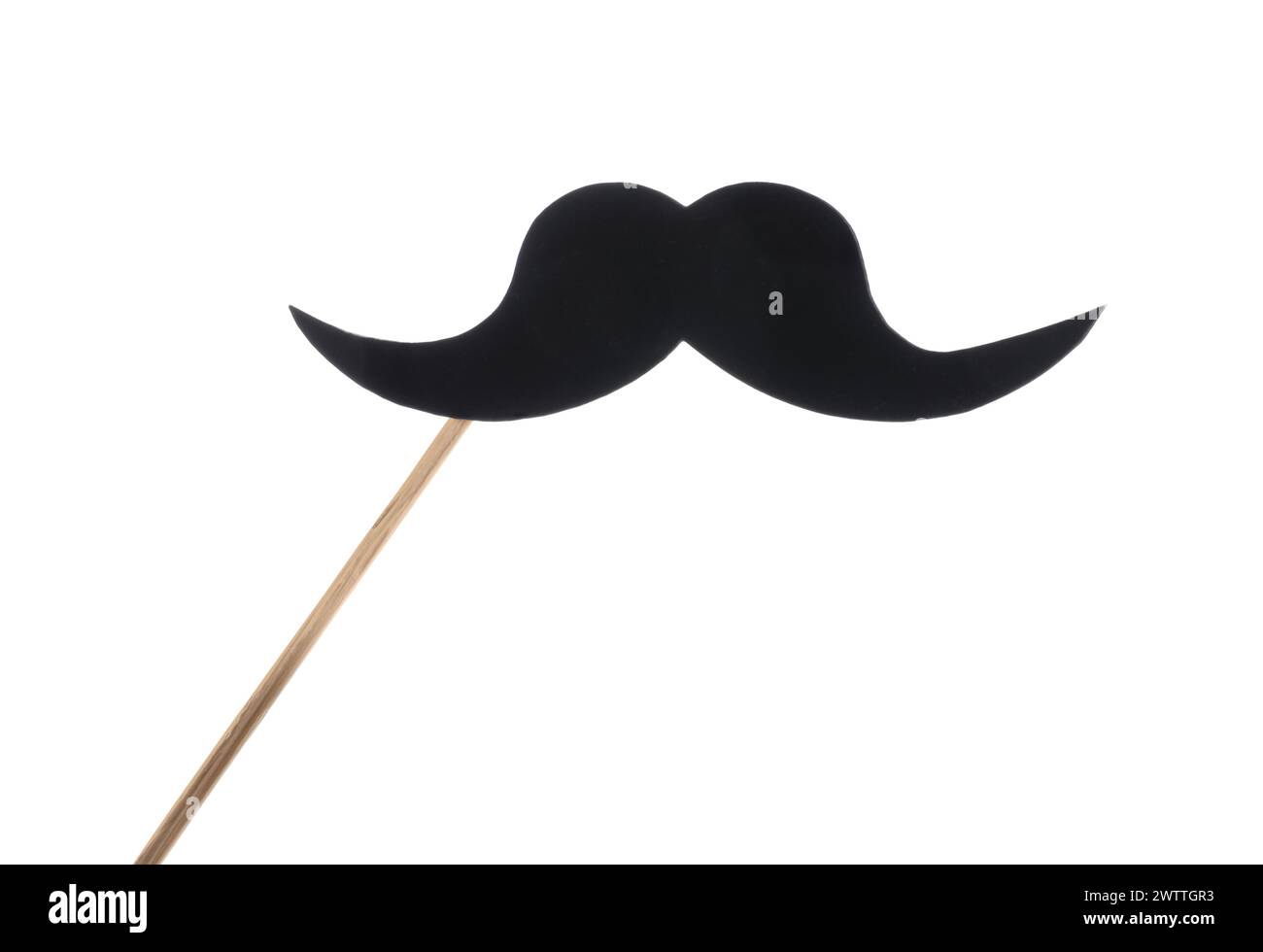 Fake paper mustache on stick against white background Stock Photo - Alamy