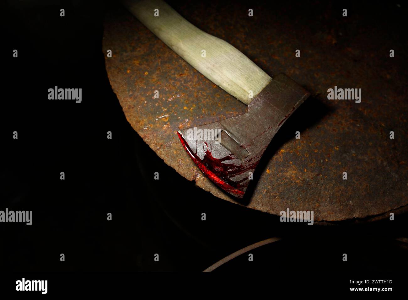 Axe blood on rusty hi-res stock photography and images - Alamy
