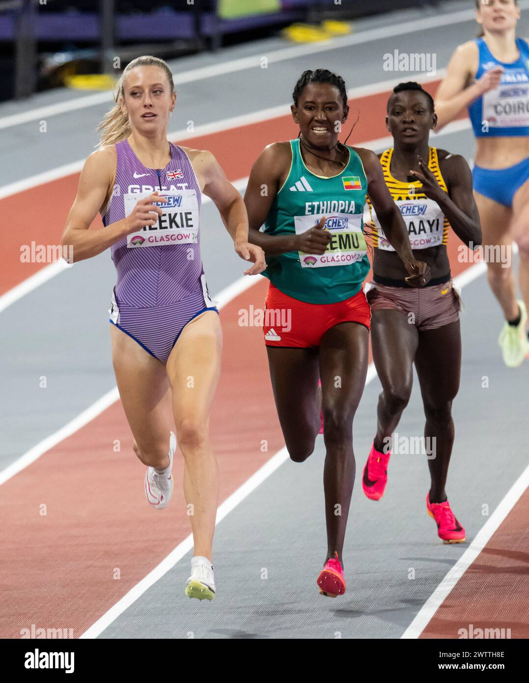 Jemma Reekie of Great Britain and Habitam Alemu of Ethiopia competing ...