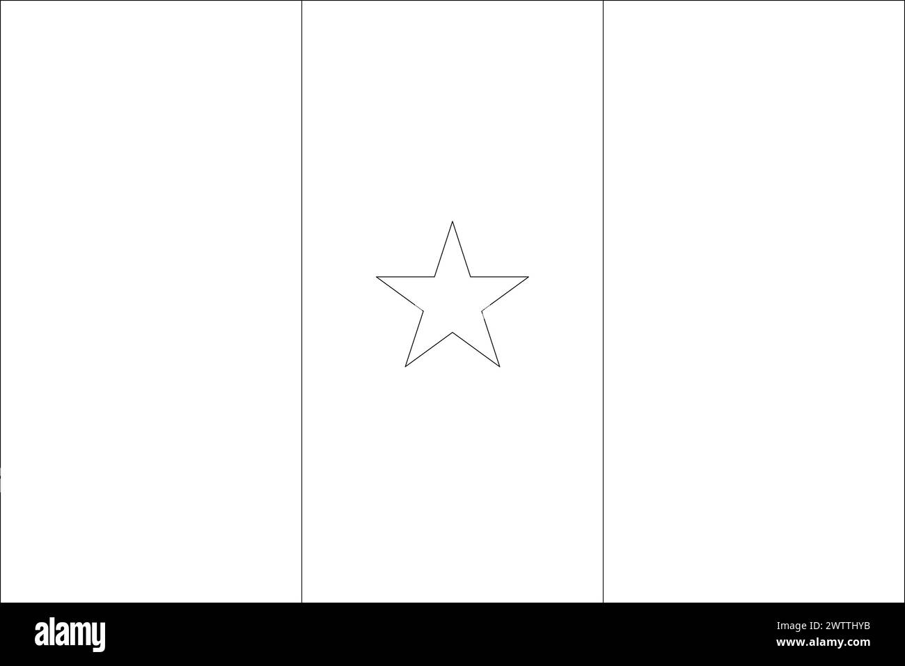 Cameroon flag - thin black vector outline wireframe isolated on white ...