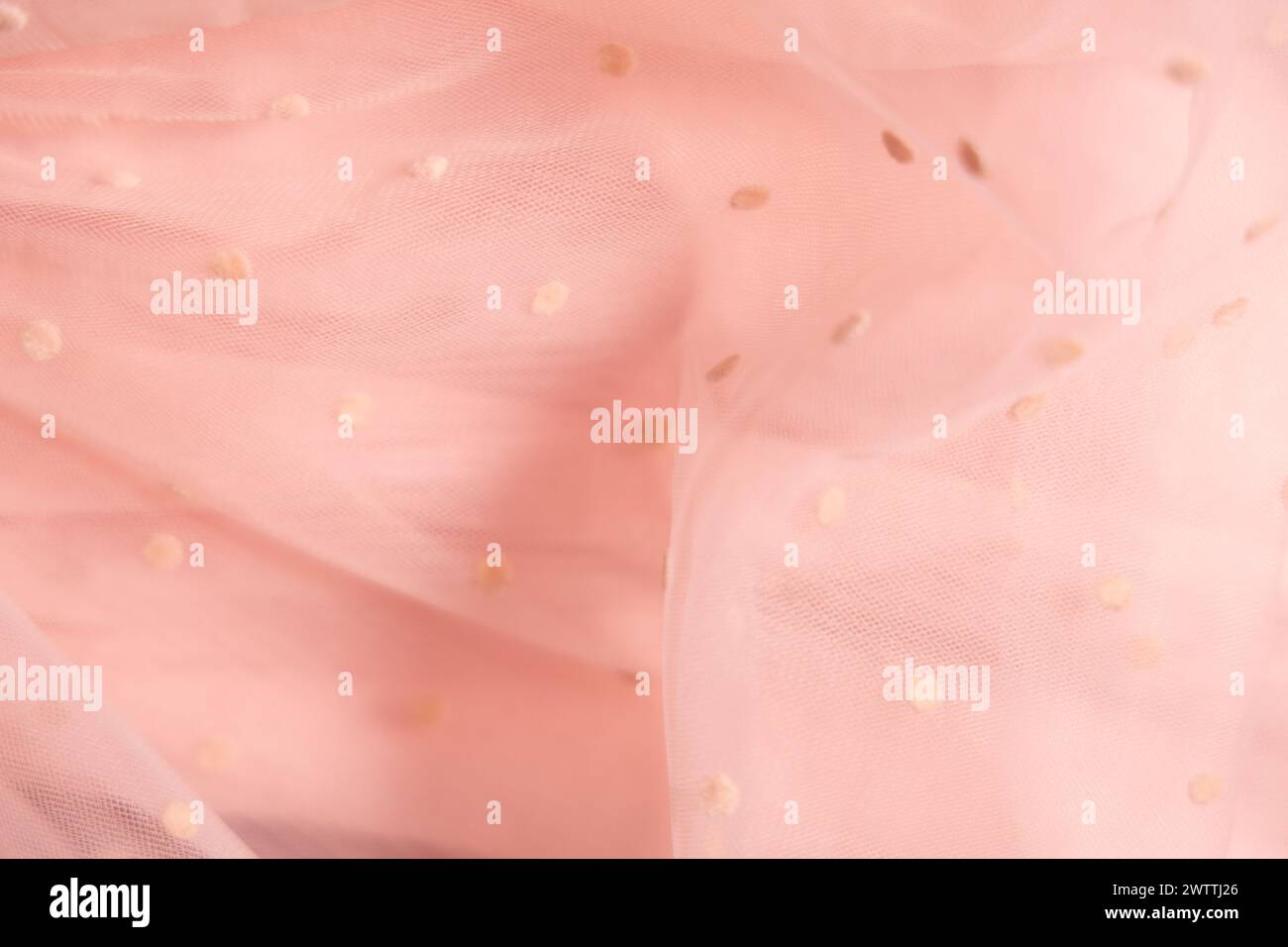 Tulle fabric texture background, textile pattern, pink polka dot on ...