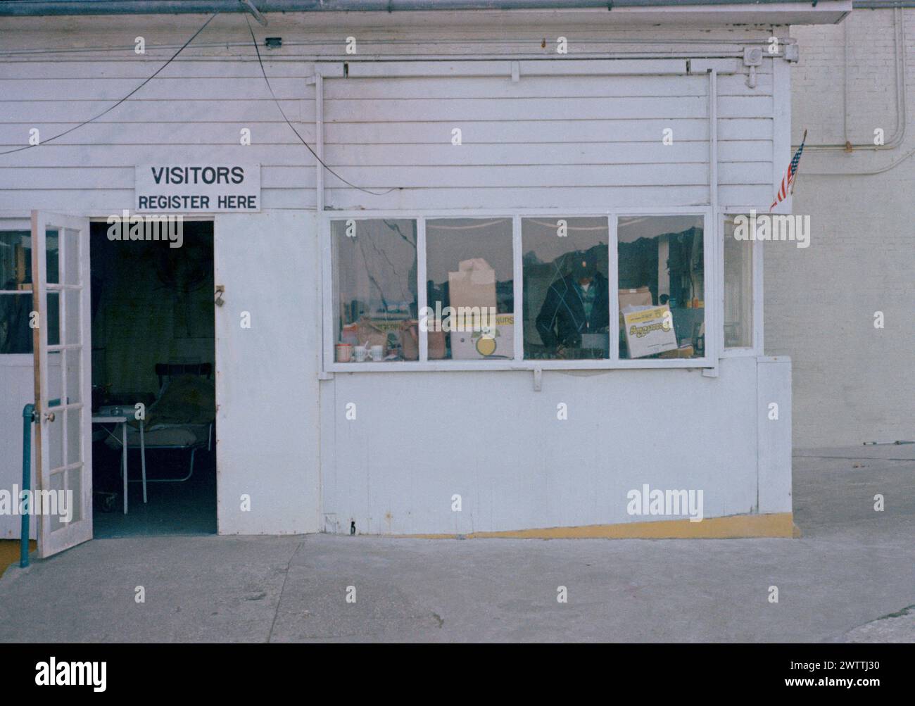 The visitor's office at the former federal prison on Alcatraz Island ...