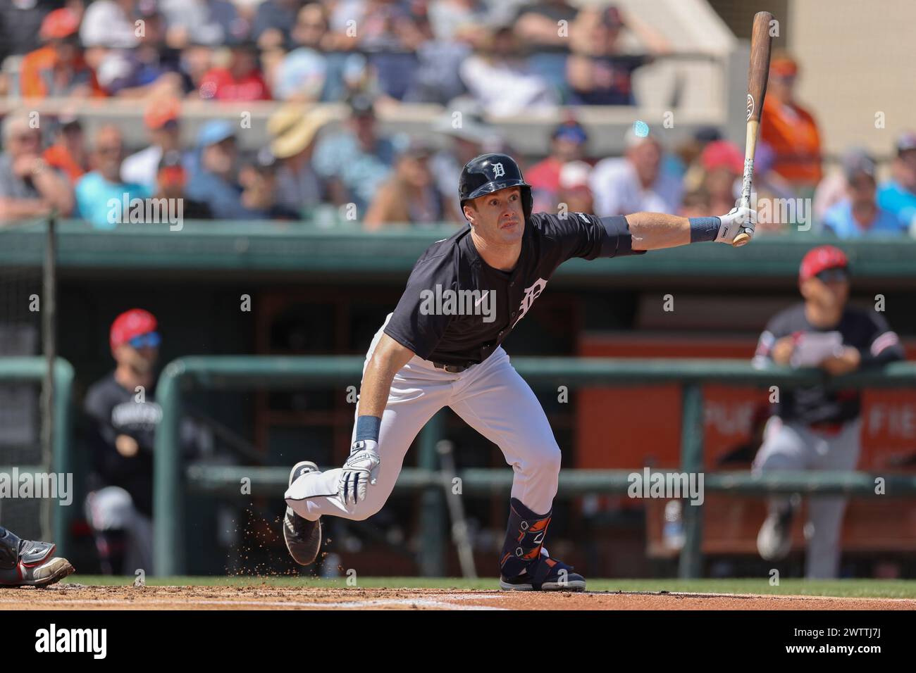 Lakeland FL USA; Detroit Tigers first baseman Mark Canha (21) hits into ...