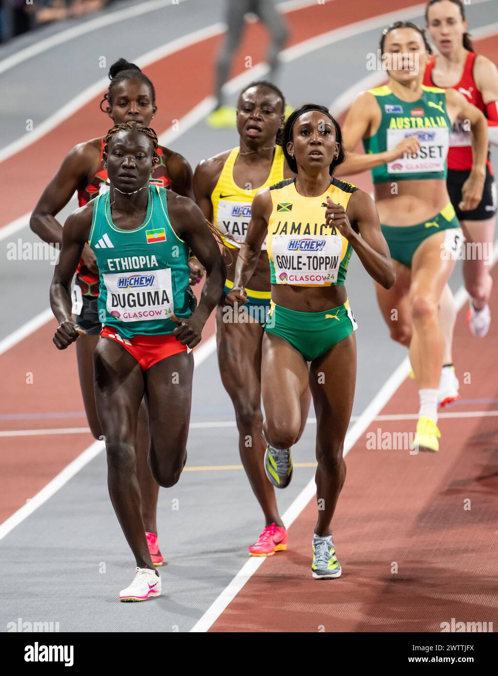 Tsige Duguma of Ethiopia and Natoya Goule-Toppin of Jamaica competing ...
