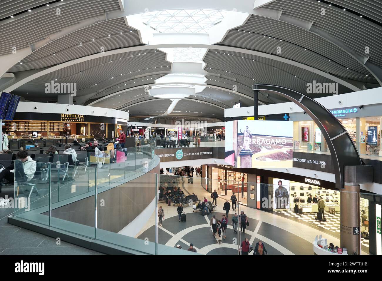 ROME, ITALY, Feb 20, 2024: hall of departures of the international ...