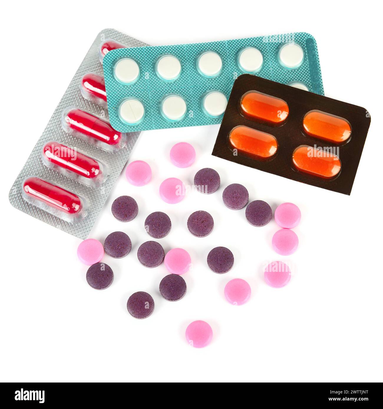 Assorted pharmaceutical medicine pills, tablets and capsules isolated ...