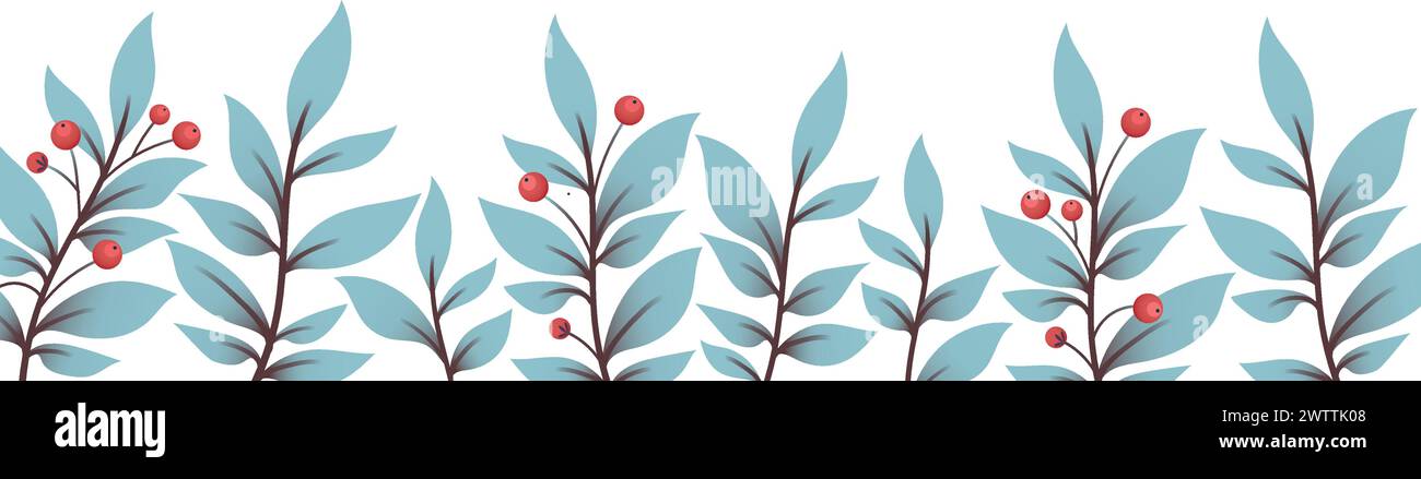Floral branches border. Design decoration botanical element Stock ...