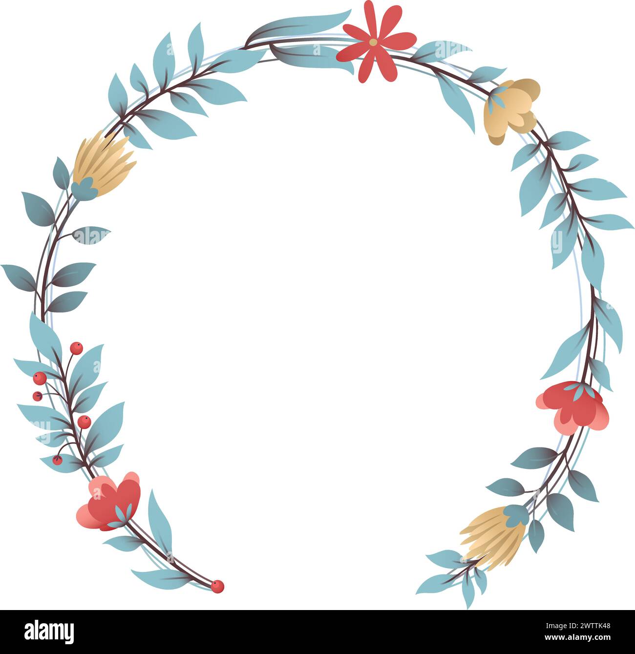 Floral round frame. Botanical wreath decorative element Stock Vector ...