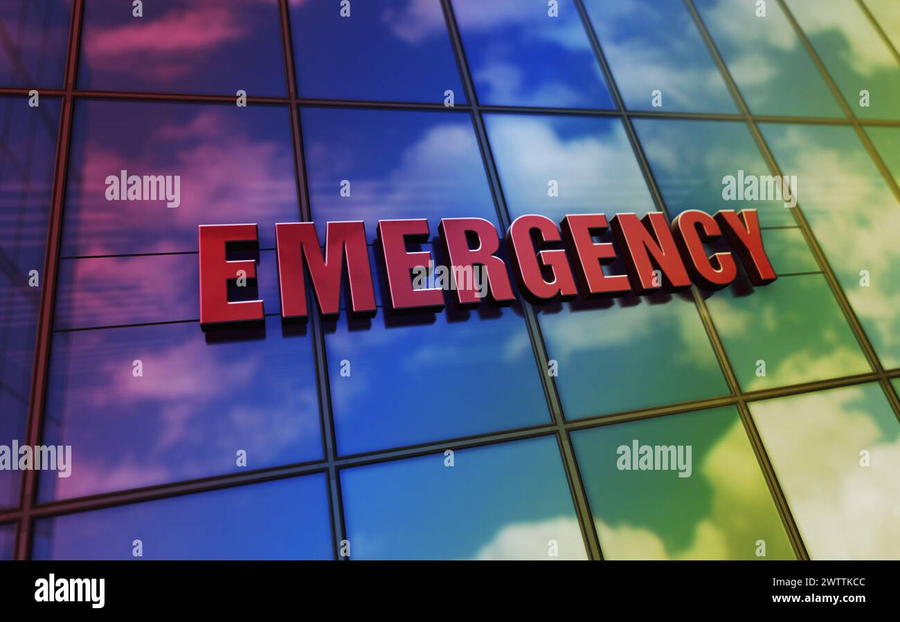 Emergency hospital clinic glass building concept. Health care medical ...
