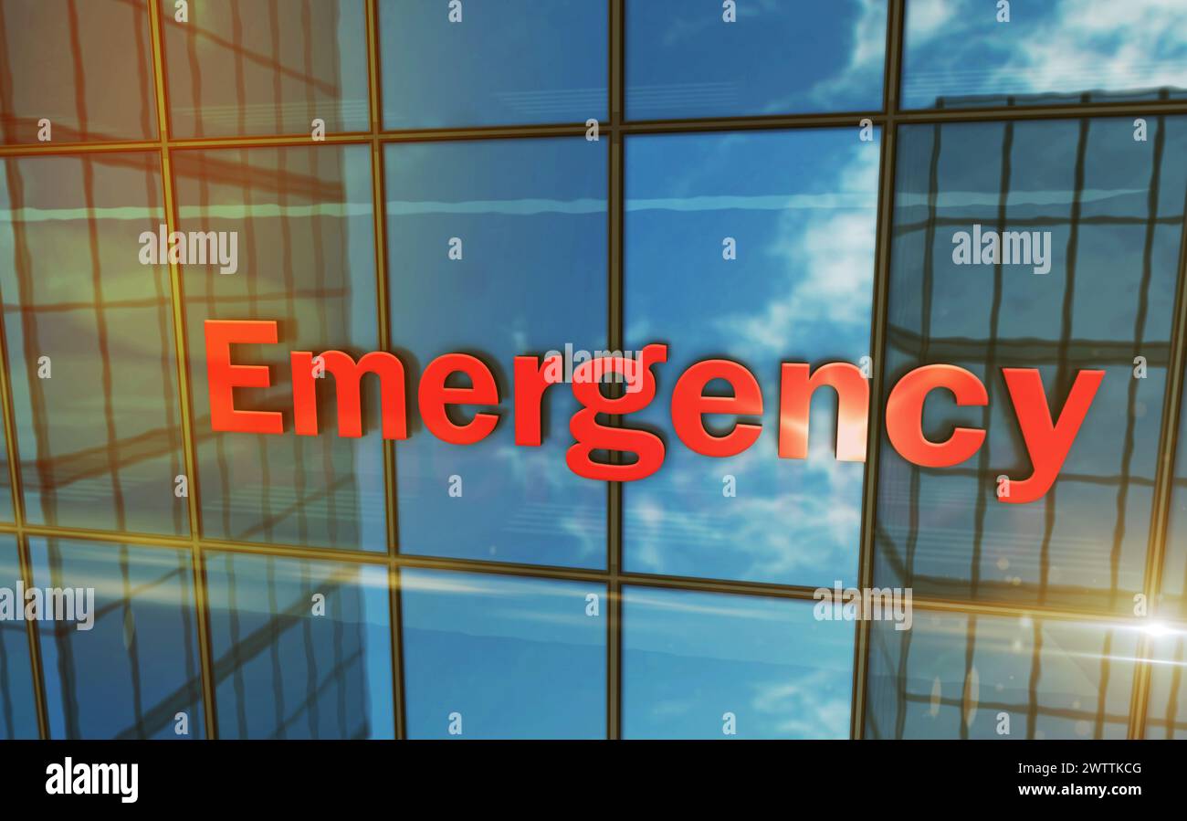Emergency hospital clinic glass building concept. Health care medical ...