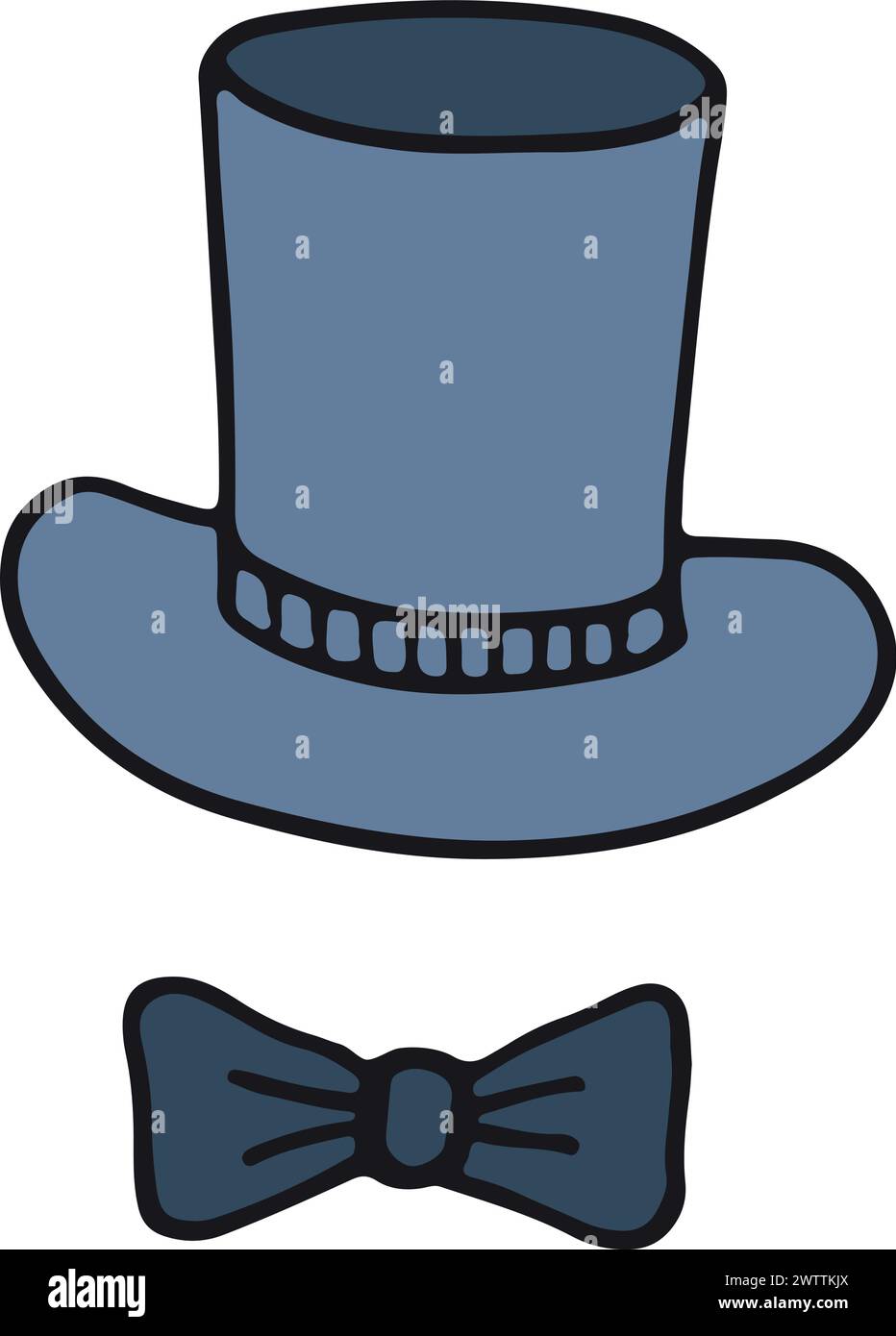 Top Hat And Bow Tie Color Drawing Stock Vector Image And Art Alamy