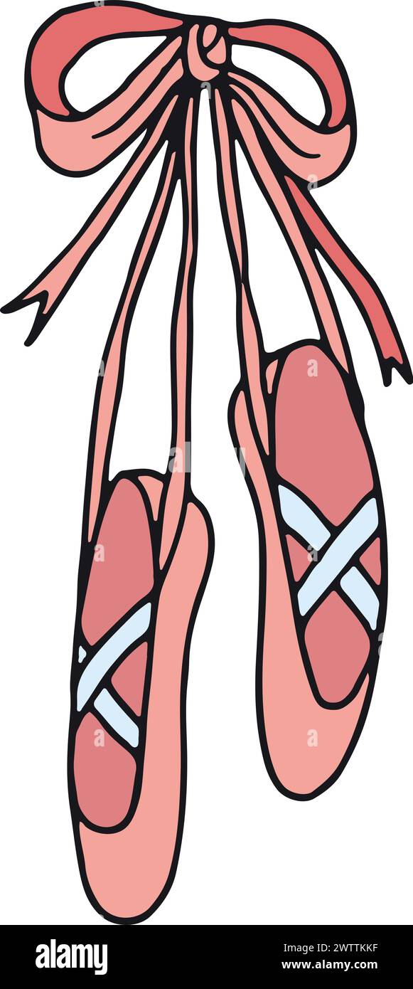 Pointe shoes doodle. Hand drawn ballet shoes theatre color doodle ...