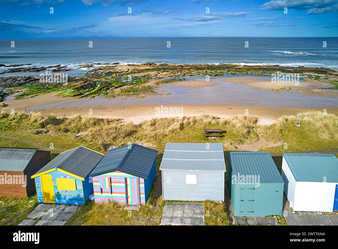 Hopeman Moray Coast Scotland colourful beach huts or chalets ...