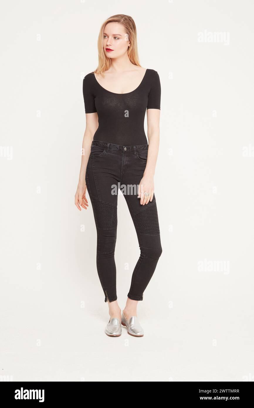 Full body woman standing straight hi-res stock photography and images ...