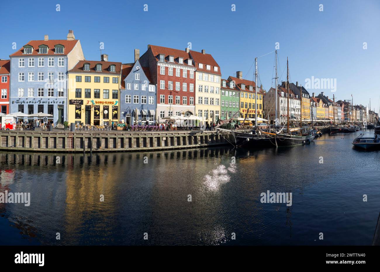 COPENHAGEN, DENMARK - OCTOBER 28, 2014: Panorama of Nyhavn waterfront ...