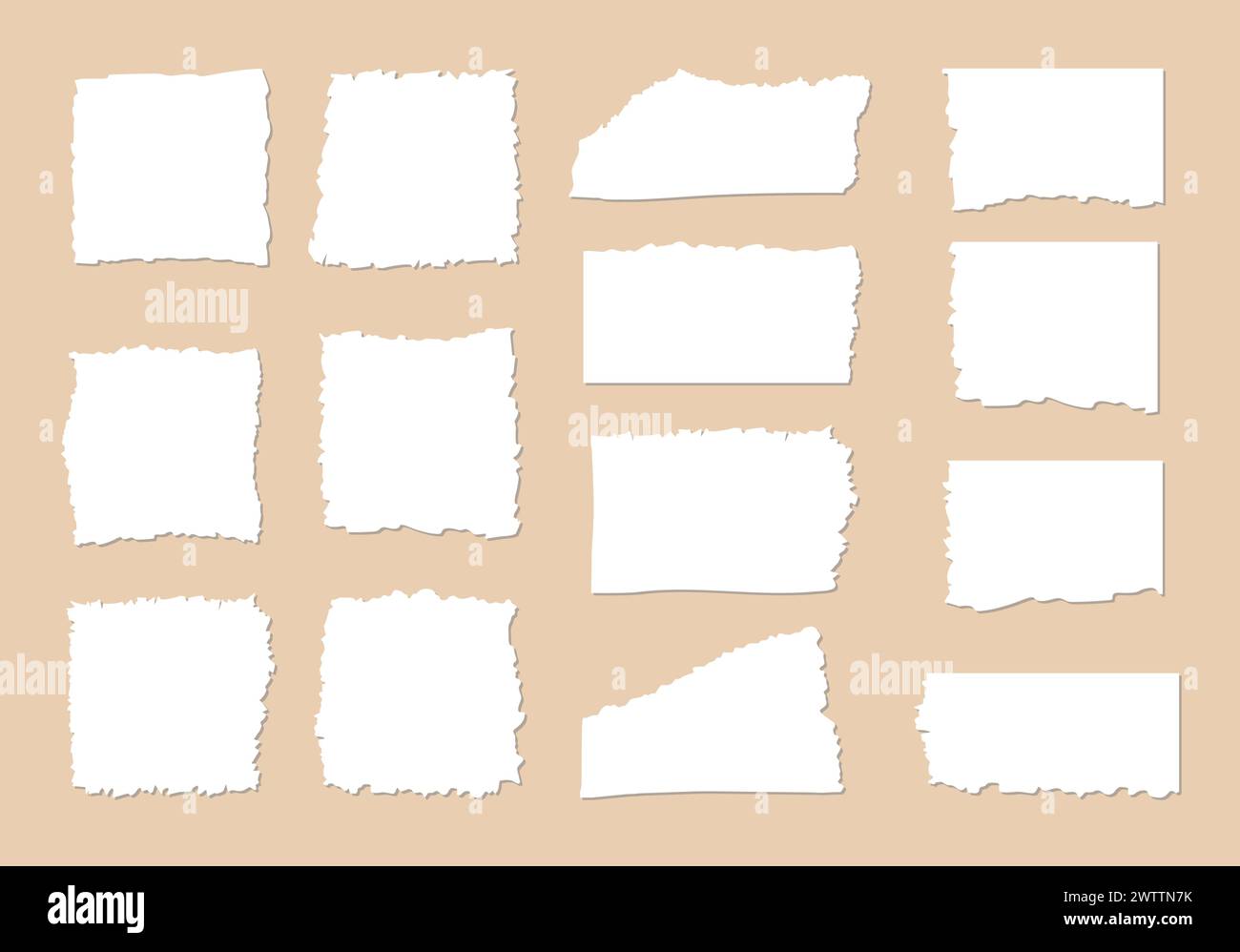 Rough paper edge set. Rectangle torn shape, border, piece sticker ...