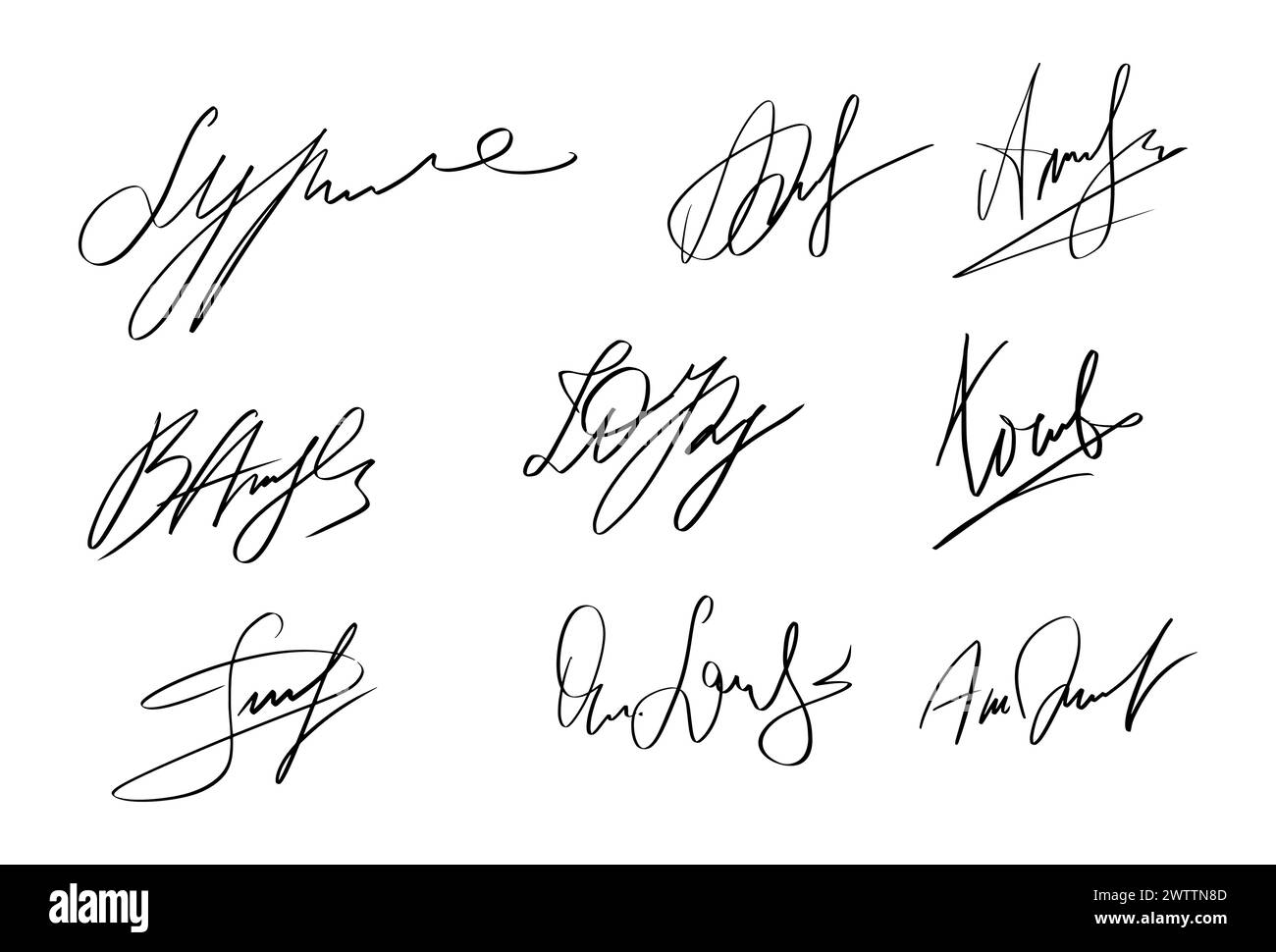 Handwriting Autograph set. Personal fictitious signature calligraphy ...