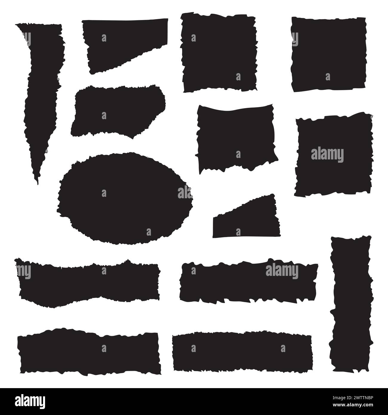 Ripped and cutout paper, jagged trip sticker piece. Black shape with ...