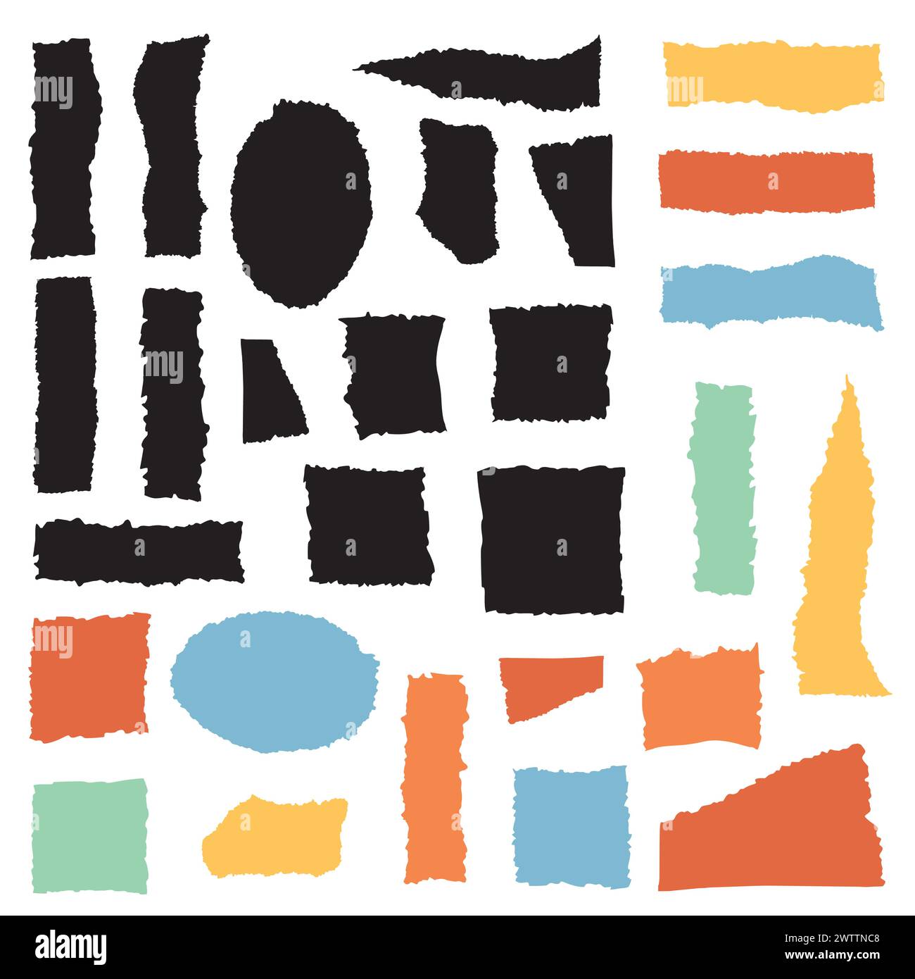 Jagged edge rectangle shapes, frames. Torn paper cut piece collection ...