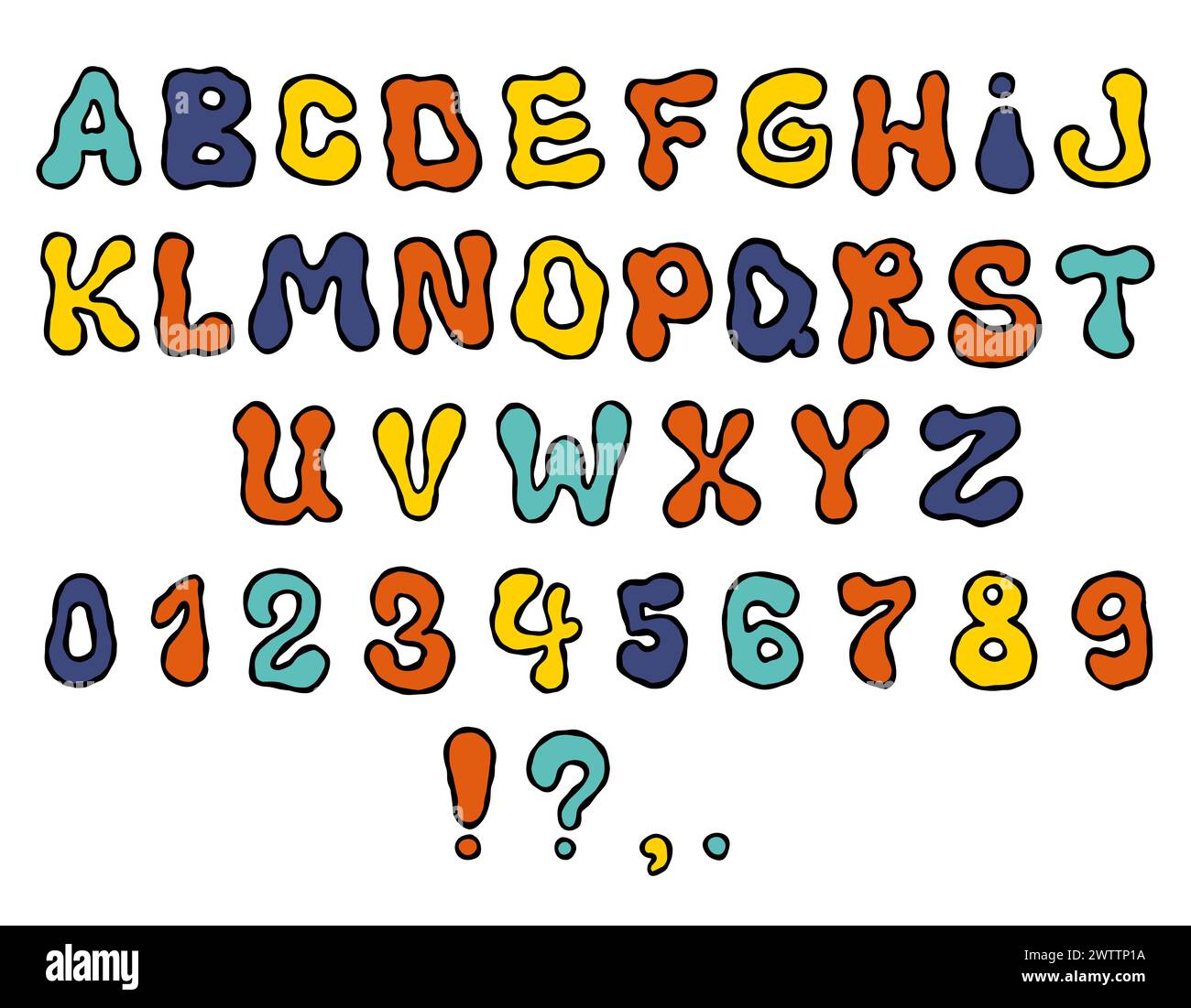Groovy style vector alphabet. Vintage 70s liquid hippie alphabet on ...