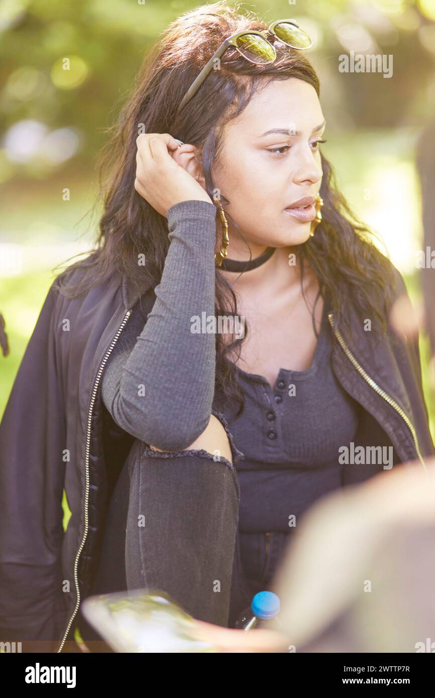 Woman with sunglasses on her head hi-res stock photography and images ...
