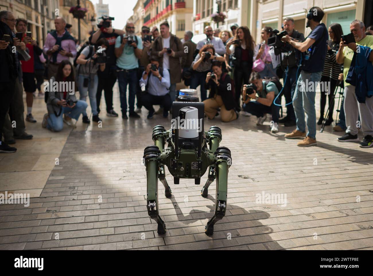 Malaga, Spain. 19th Mar, 2024. A robotic police dog prototype is seen ...
