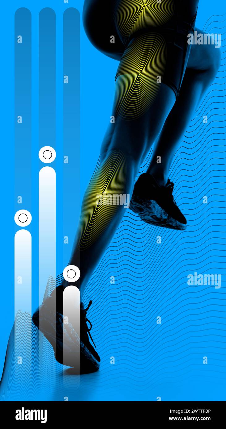 Cropped image of female legs in dynamic pose, athlete in motion running ...