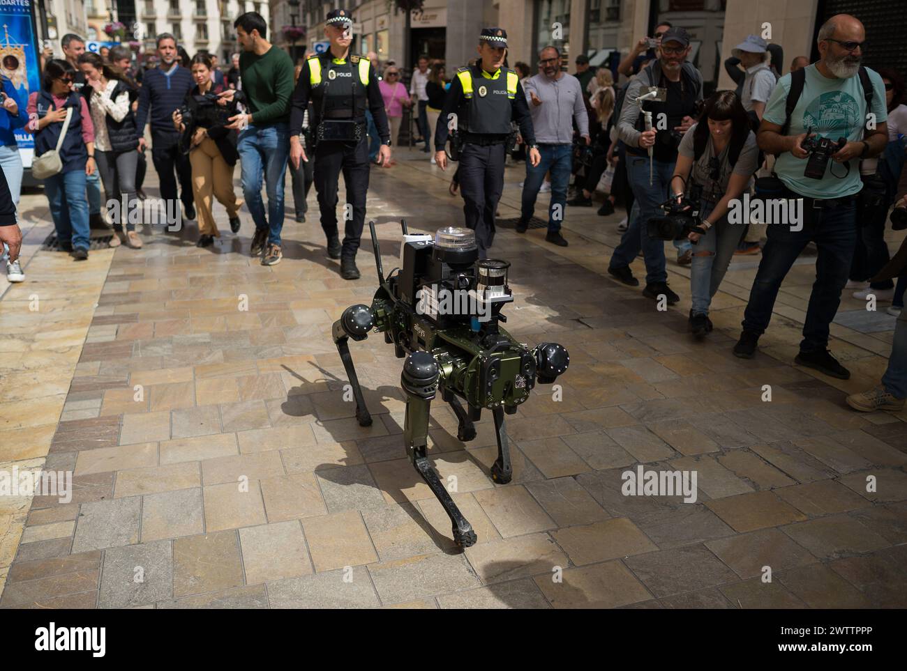 Malaga, Spain. 19th Mar, 2024. A robotic police dog prototype is seen ...
