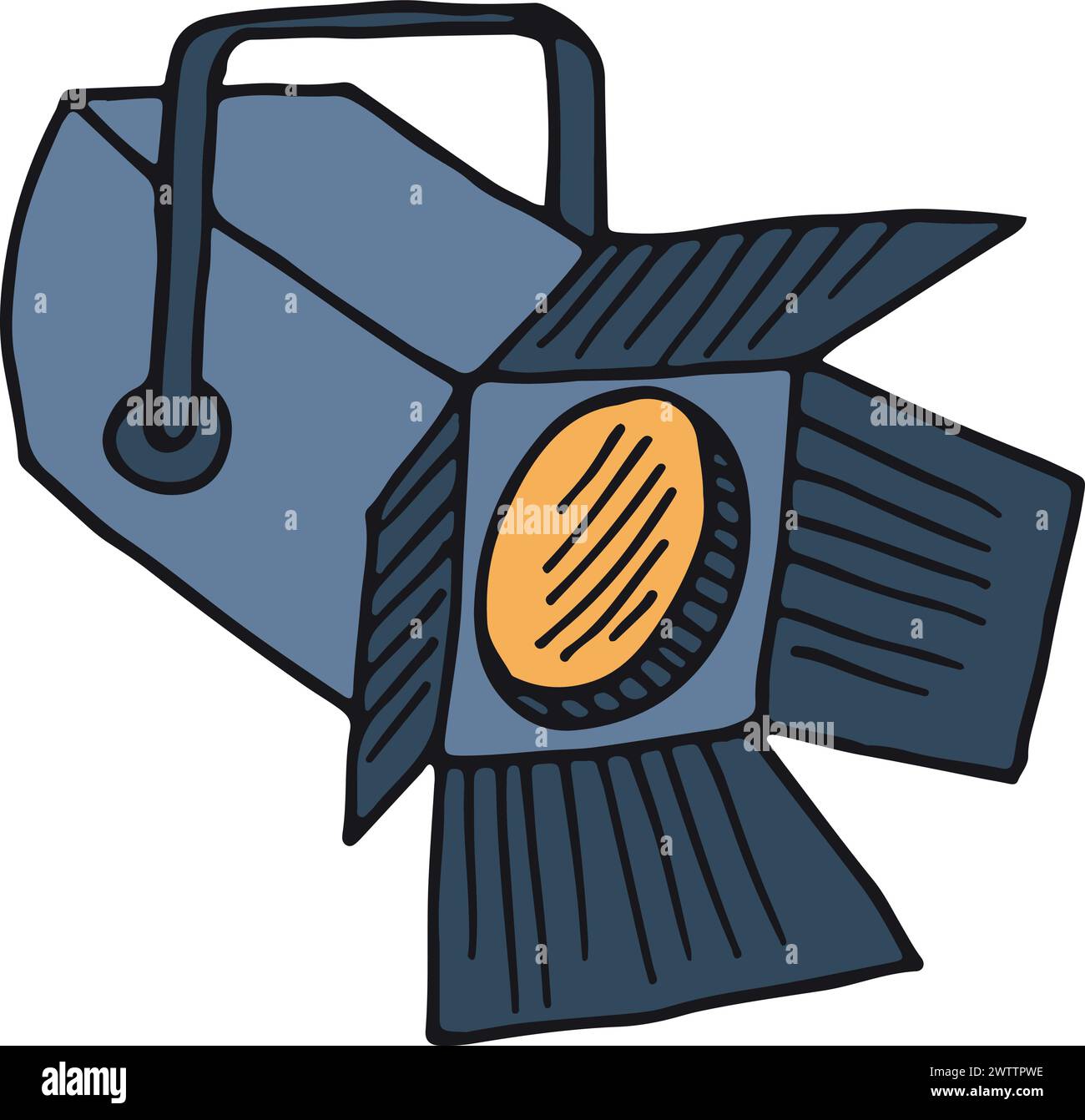 Stage light doodle. Spotlight projector lamp drawing Stock Vector Image ...