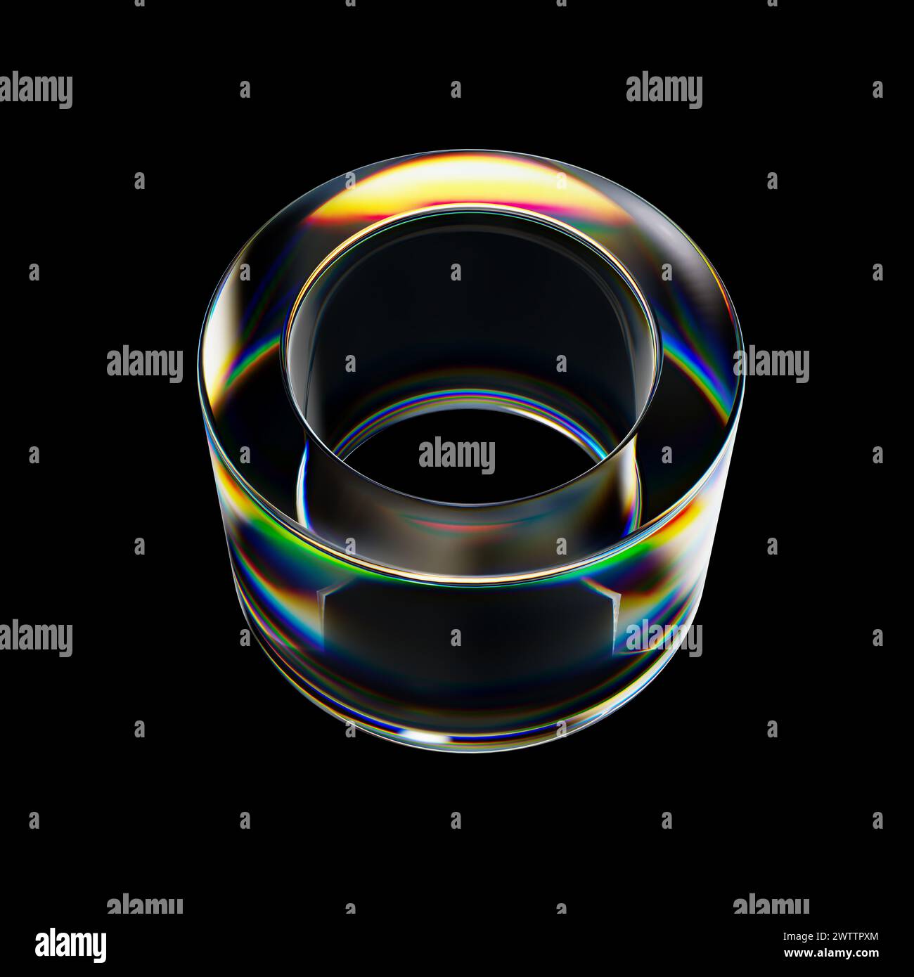 3d Transparent glossy tube with dispersion effect. Rainbow colors ...