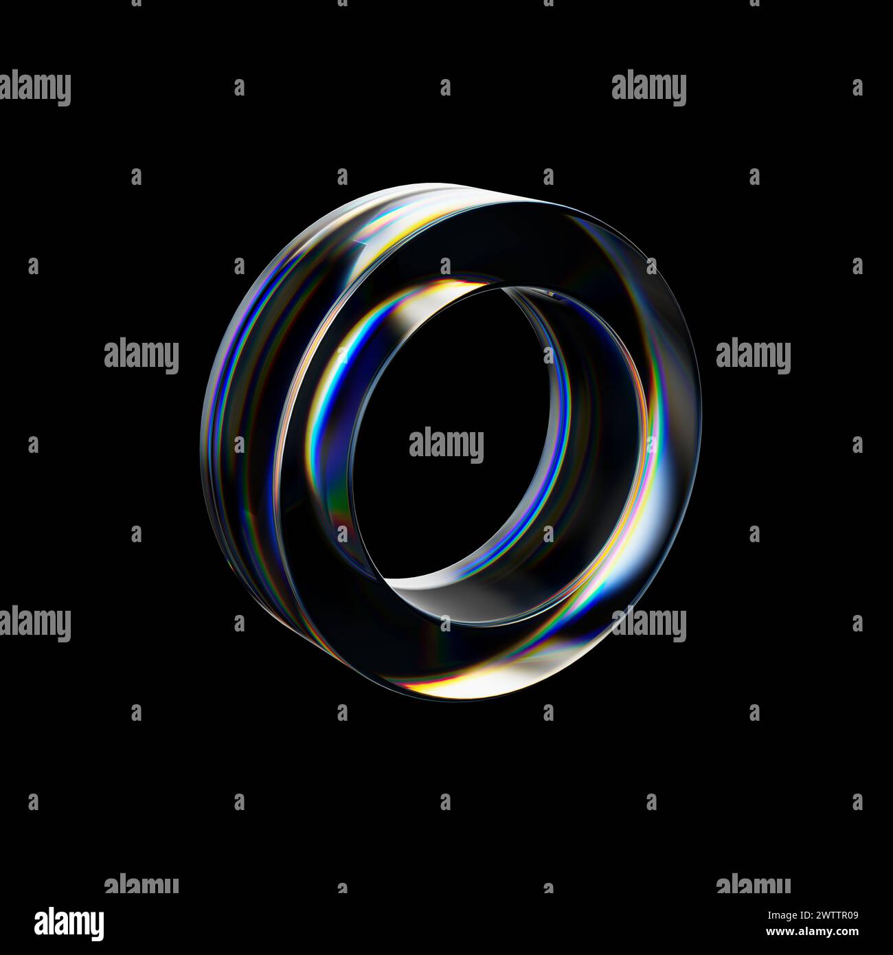 3d Transparent glossy tube with dispersion effect. Rainbow colors ...