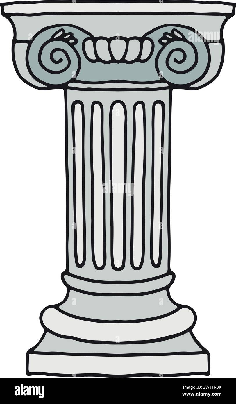 Ancient column doodle. Color architectural element drawing Stock Vector ...