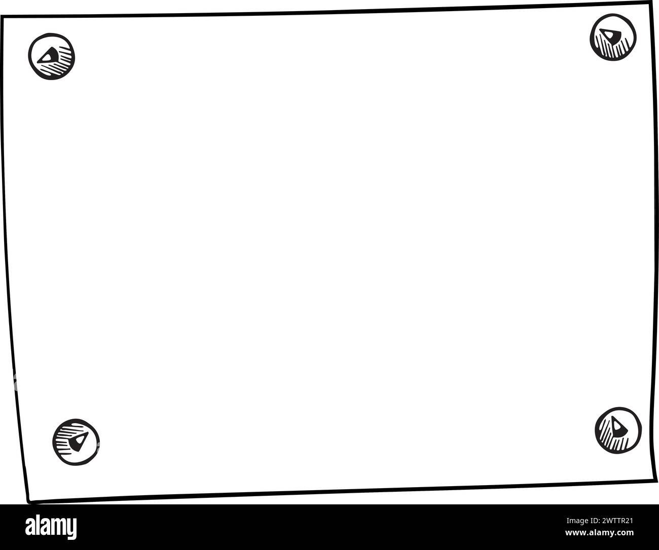 Paper sheet doodle frame. Empty decorative template Stock Vector Image ...