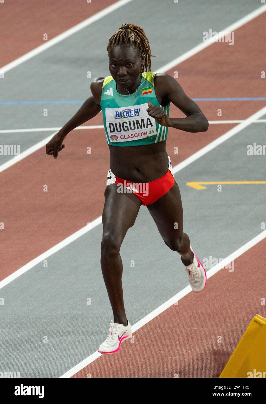 Tsige Duguma of Ethiopia crosses the finishing line to win the women’s ...