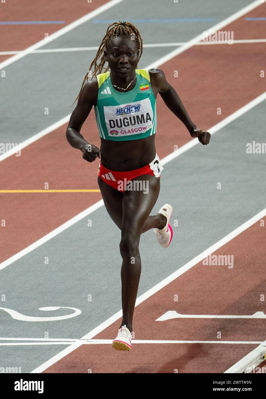 Tsige Duguma of Ethiopia crosses the finishing line to win the women’s ...