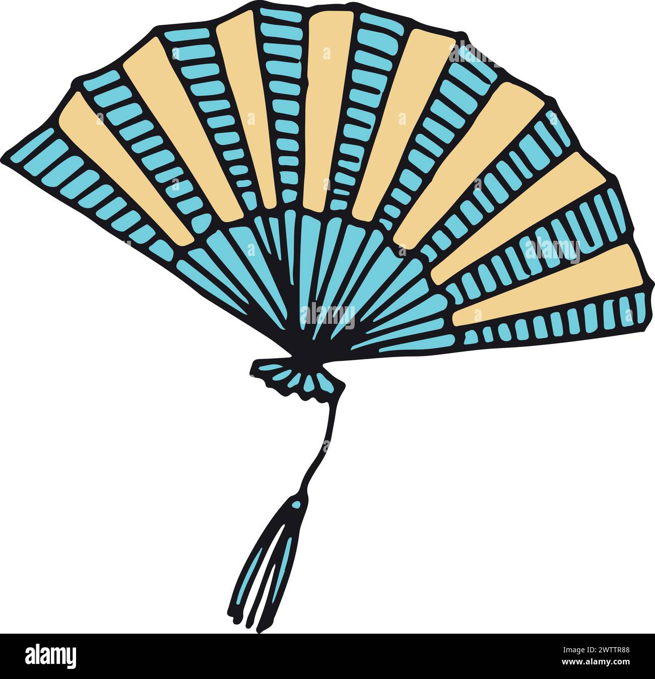 Paper fan color doodle. Theater feather accessory Stock Vector Image ...