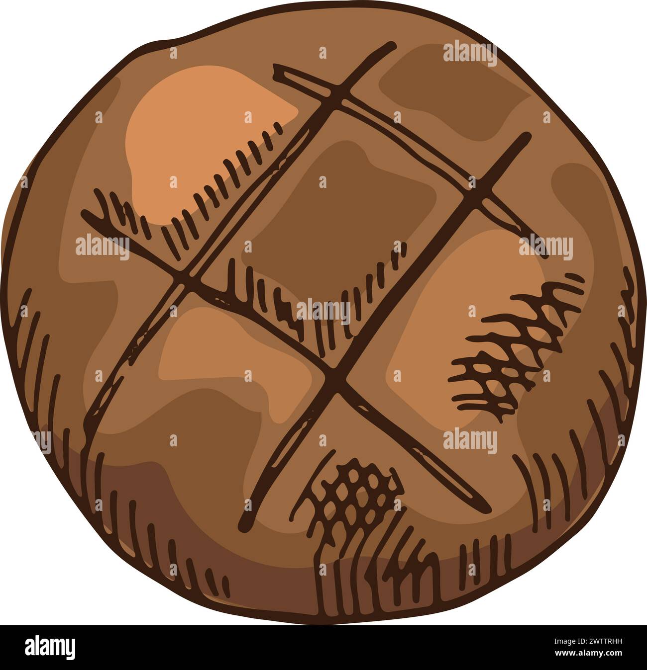 Round bread loaf drawing. Rye bun sketch Stock Vector Image & Art - Alamy