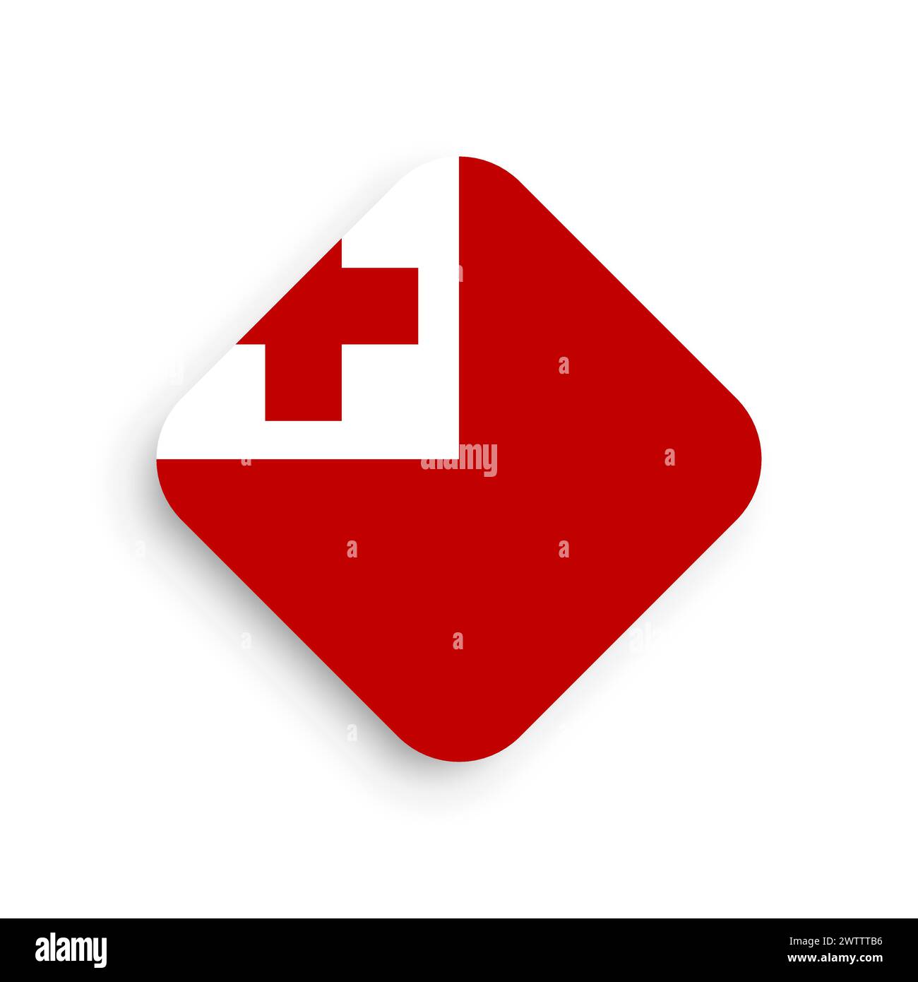 Tonga flag - rhombus shape icon with dropped shadow isolated on white ...